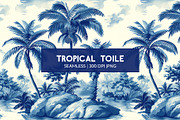 BLUE TROPICAL TOILE Seamless Pattern