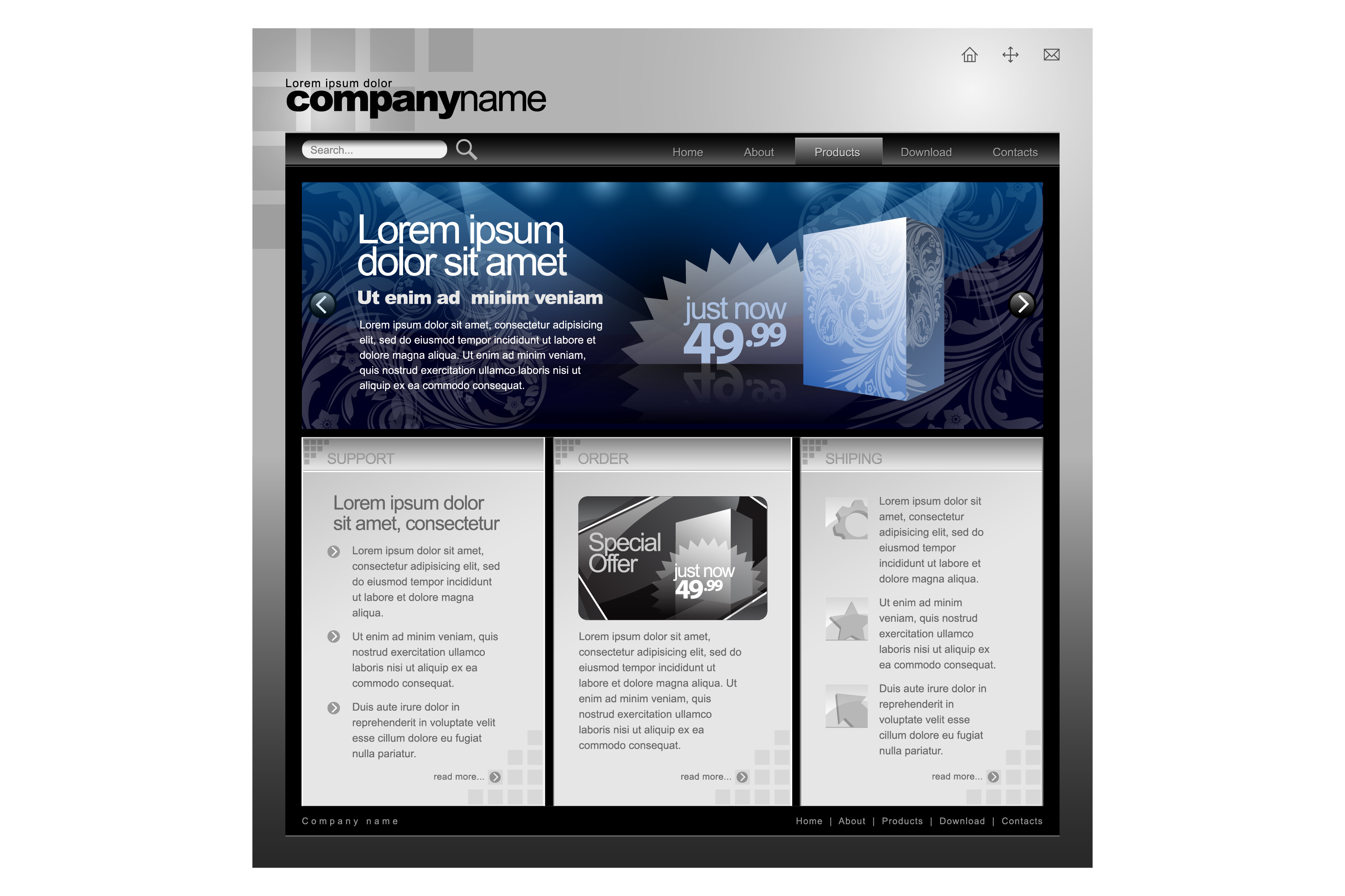 Gray Website Template | Templates & Themes ~ Creative Market