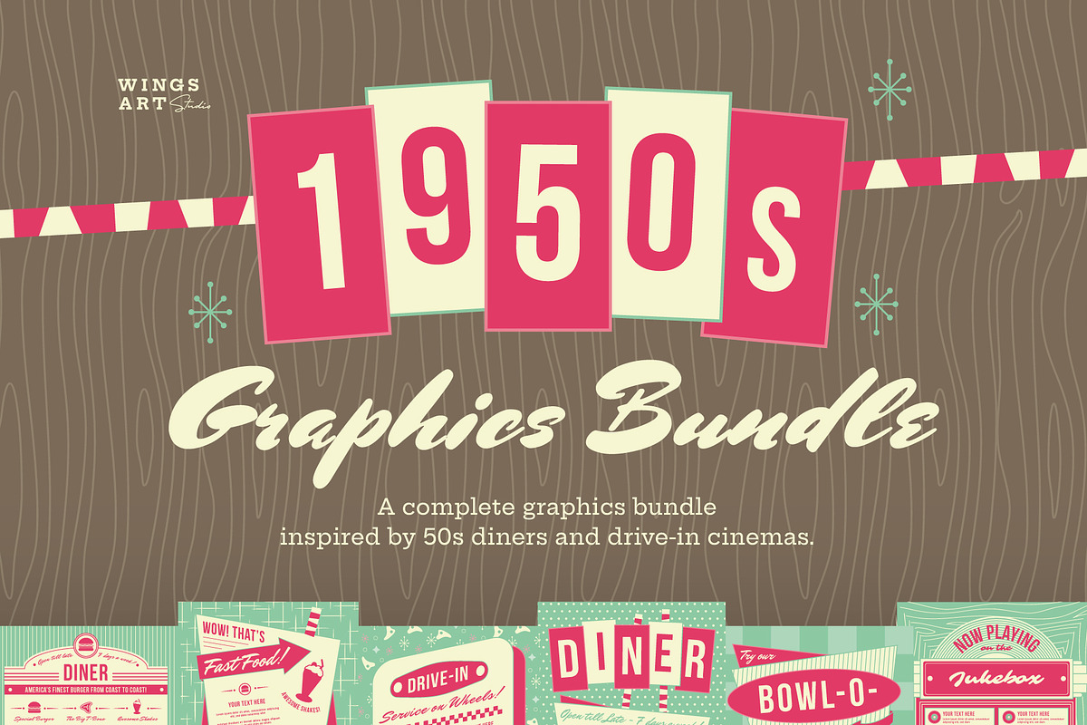 Epic 1950s Retro Graphics Bundle, an Illustration by Wingsart Studio