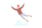 Flying Man Floating in the Air | Technology Illustrations ~ Creative Market
