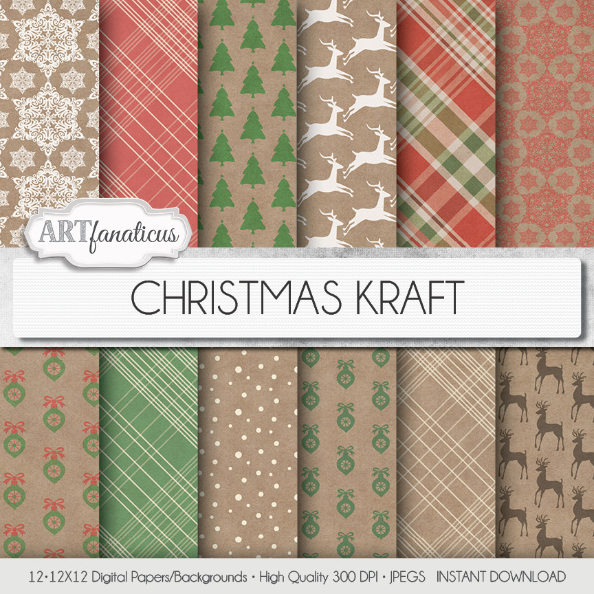 CHRISTMAS KRAFT, a Pattern Graphic by Artfanaticus