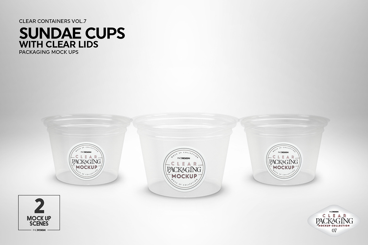 Clear Sundae Cups with Lids Mockup, a Cups & Container Mockup by INCDesign
