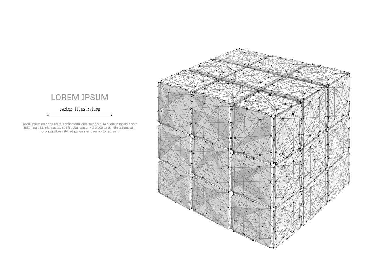 Collected rubik's cube low poly gray | Technology Illustrations ...