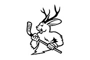 Jackalope Ice Hockey Stick Mascot, a Sport Illustration by patrimonio