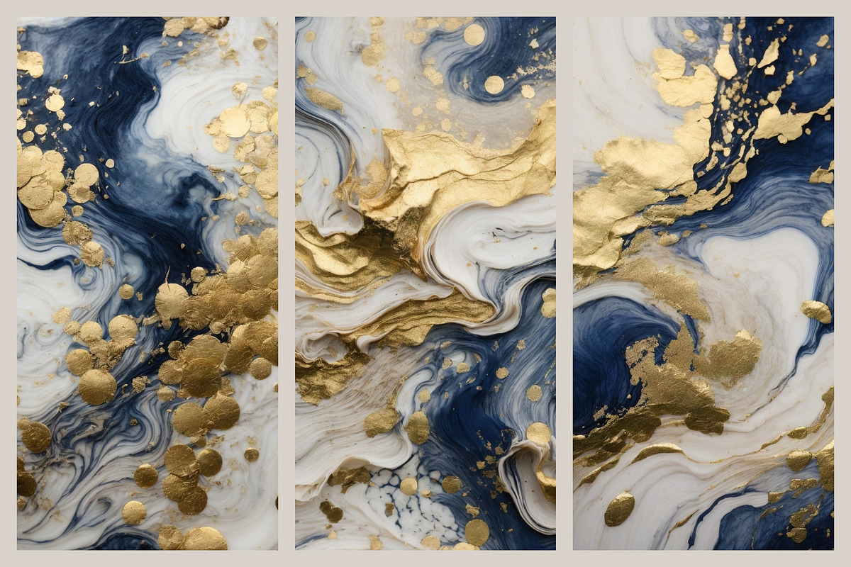 Aesthetic Blue Gold Backgrounds, a Background Graphic by sibel dayı ...
