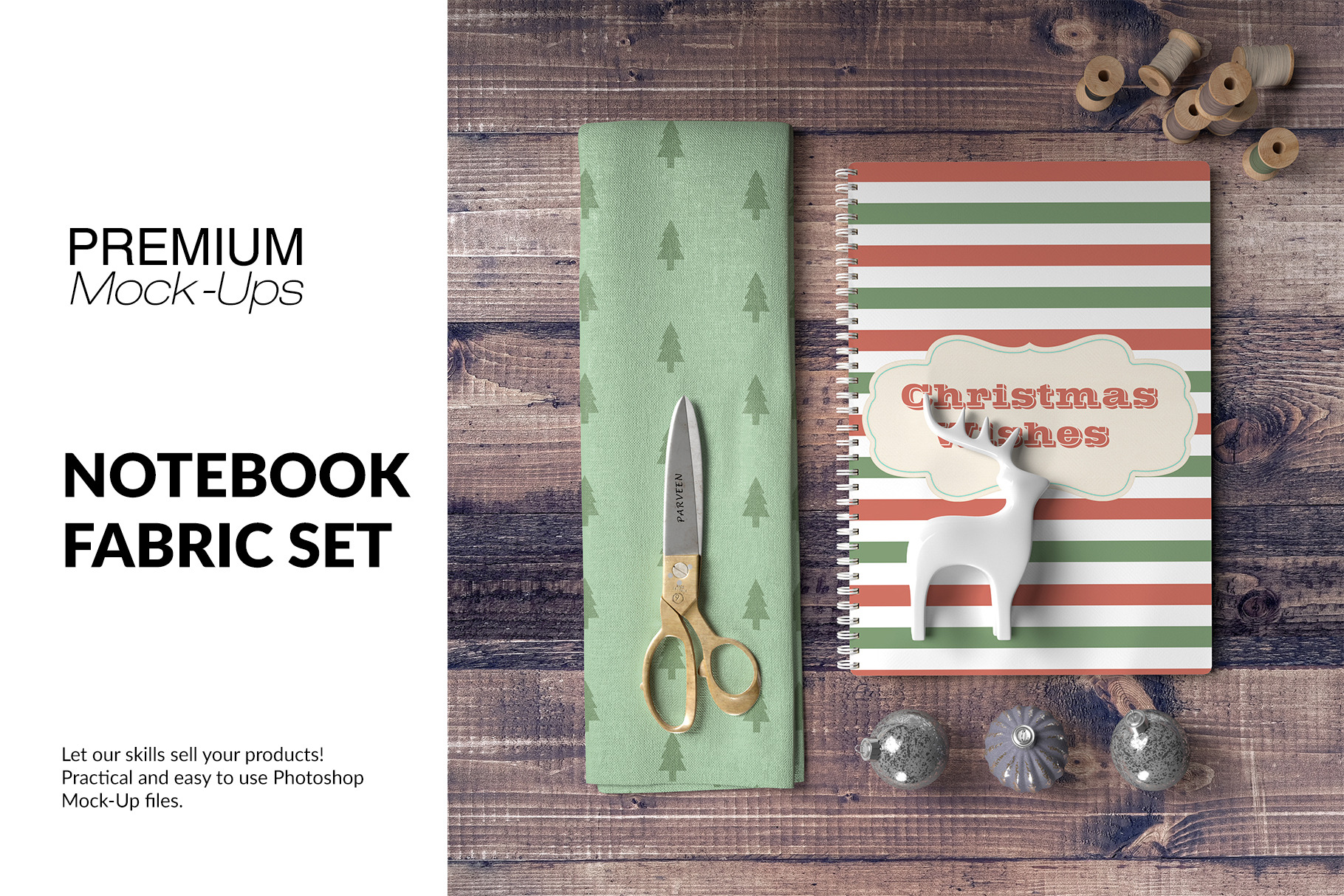 Christmas Notebook & Fabric Set, a Books & Magazine Mockup by mock-ups ...
