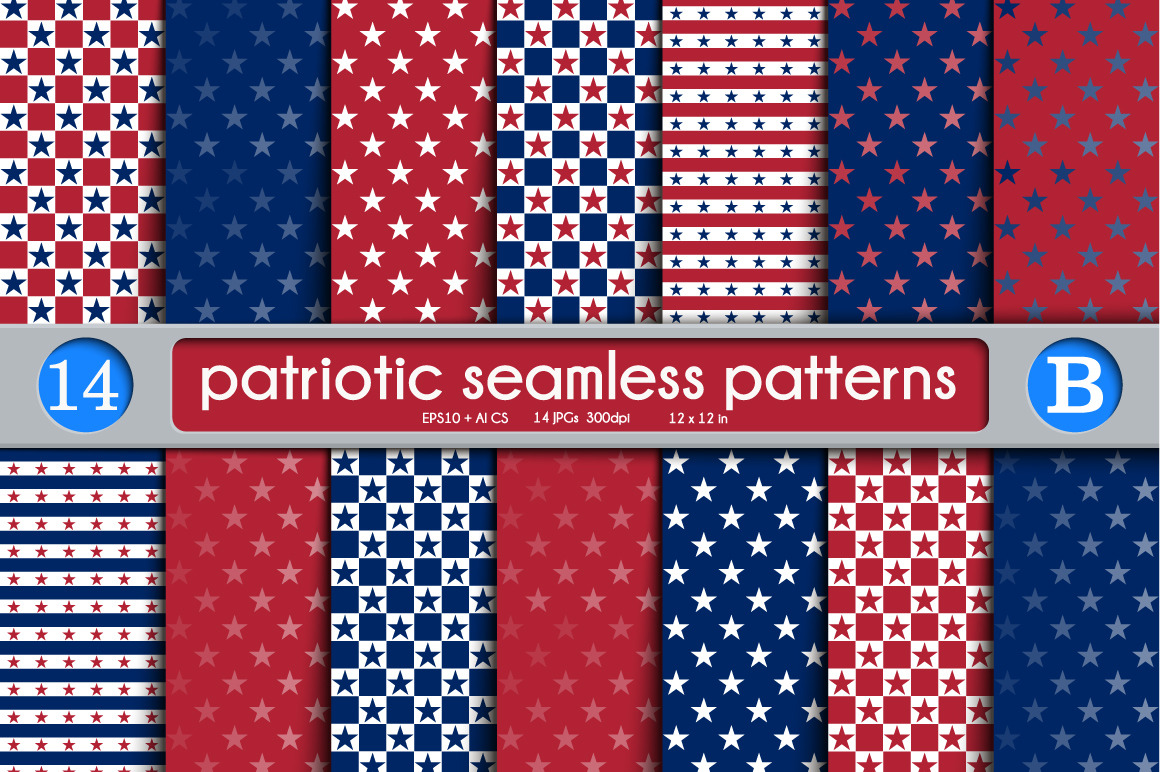 Patriotic set seamless patterns B, a Pattern Graphic by Vectorchoice