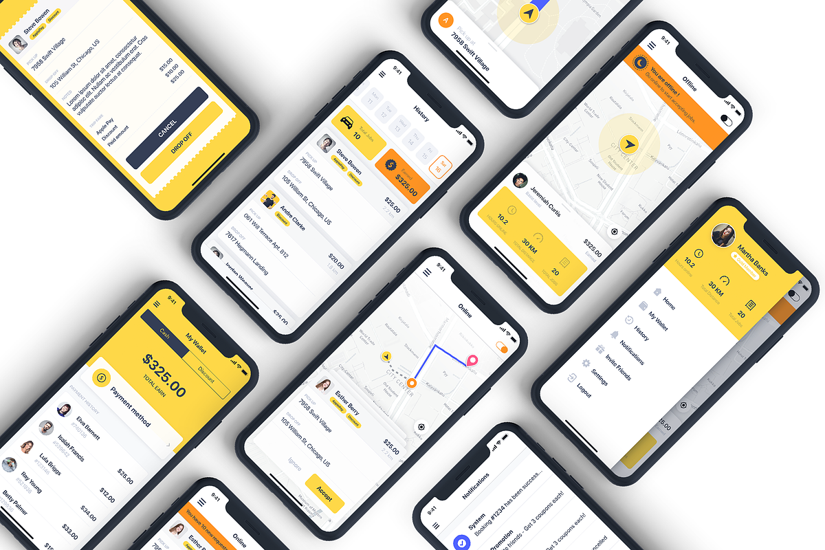 Driver Booking UI Kit for Taxi, an App Template by hoangpts