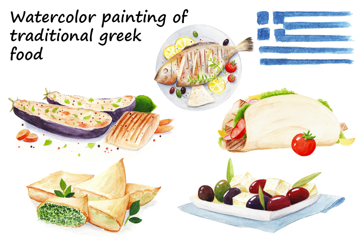 Traditional greek food, an Animal Illustration by Nicolai-works