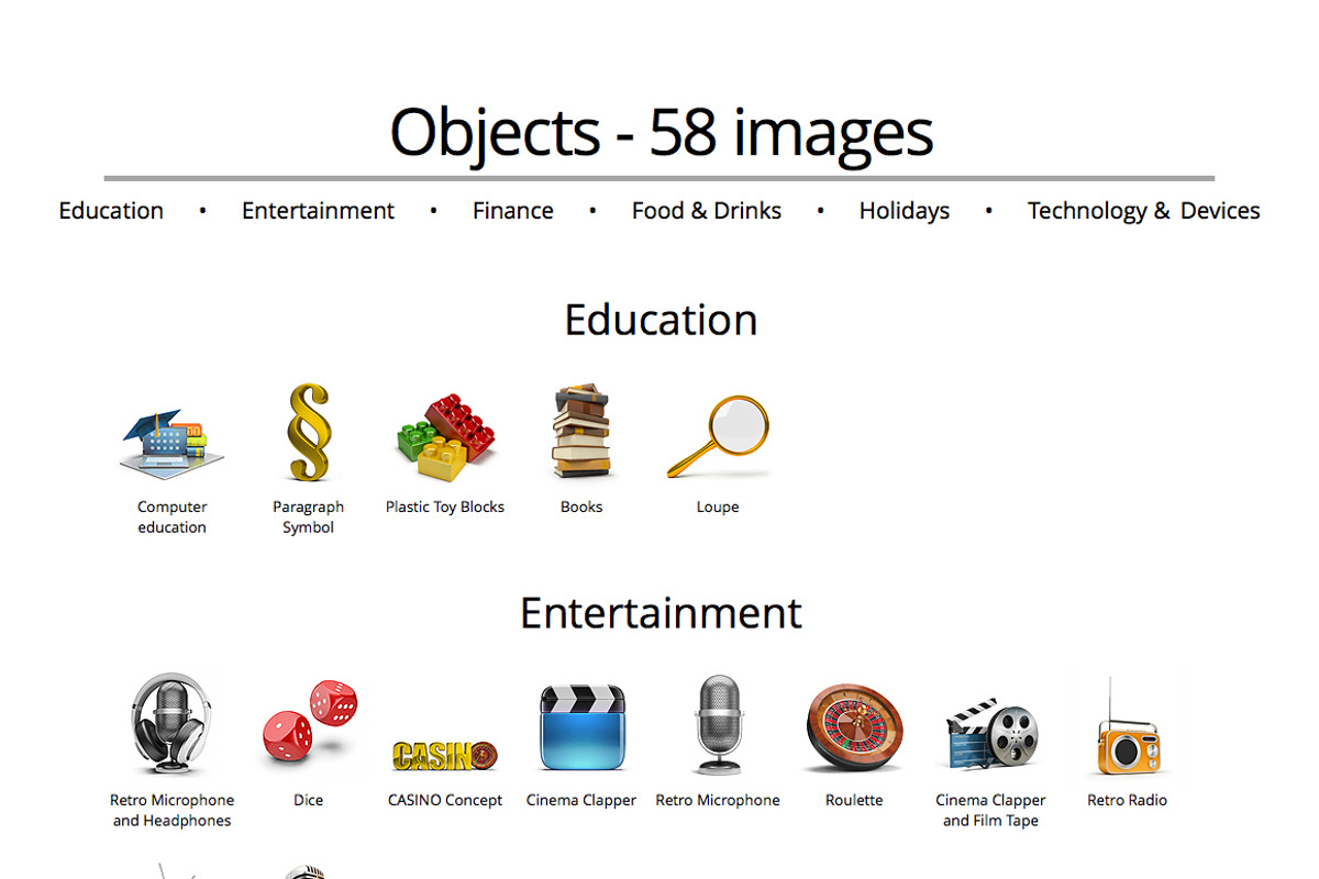 3D Objects - Set 02, an Education Illustration by Anatoly Maslennikov