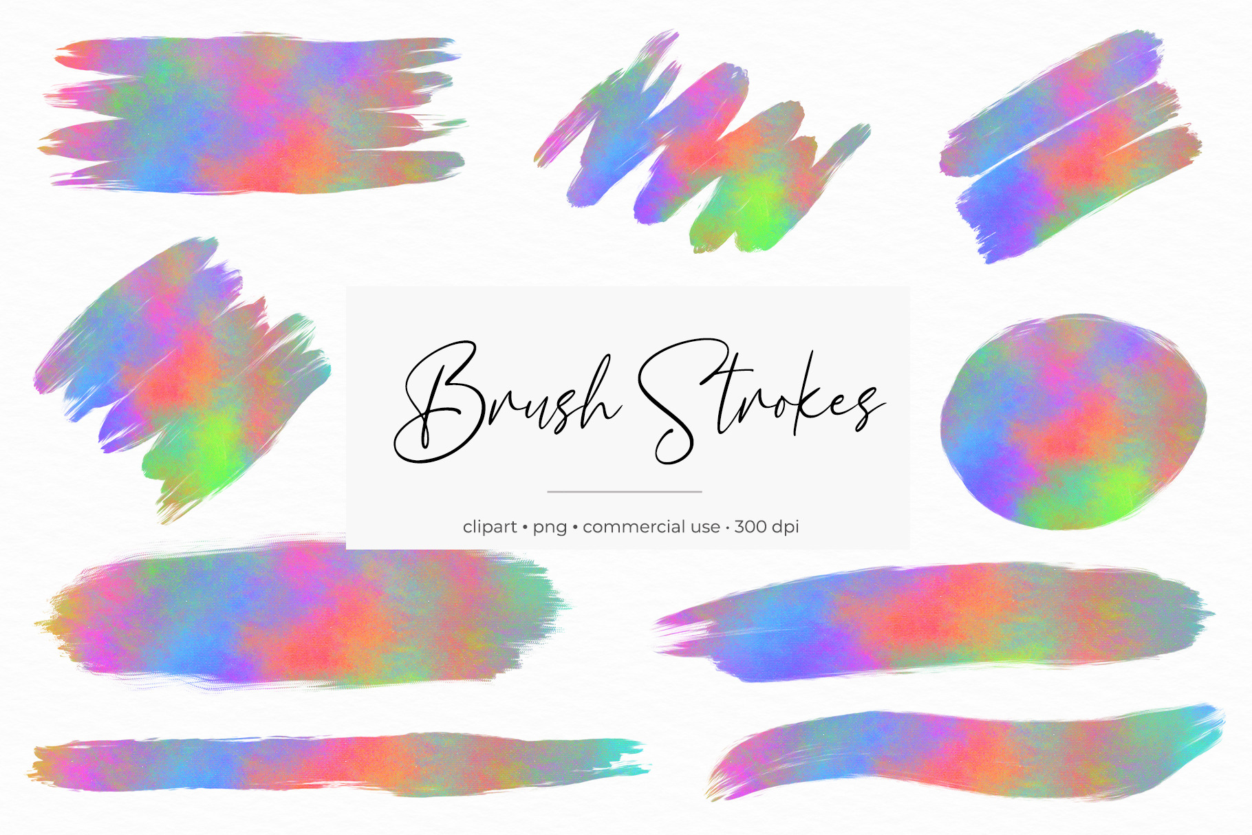 Rainbow Brush Strokes Clipart, an Object Graphic by BonaDesigns