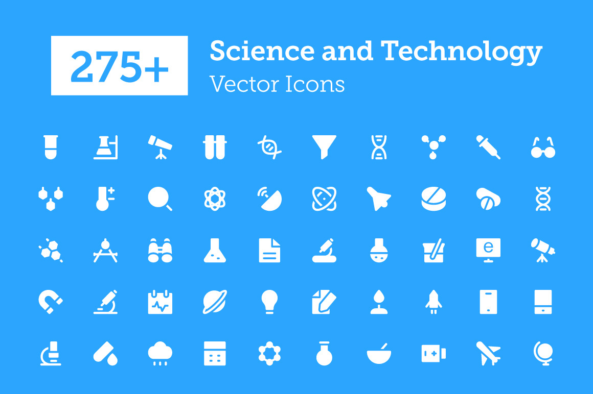 275+ Science and Technology Icons, a Solid Icon by Vectors Market