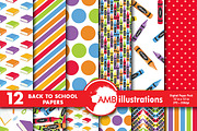 School Supply Digital Paper AMB-977, a Pattern Graphic by AMBillustrations