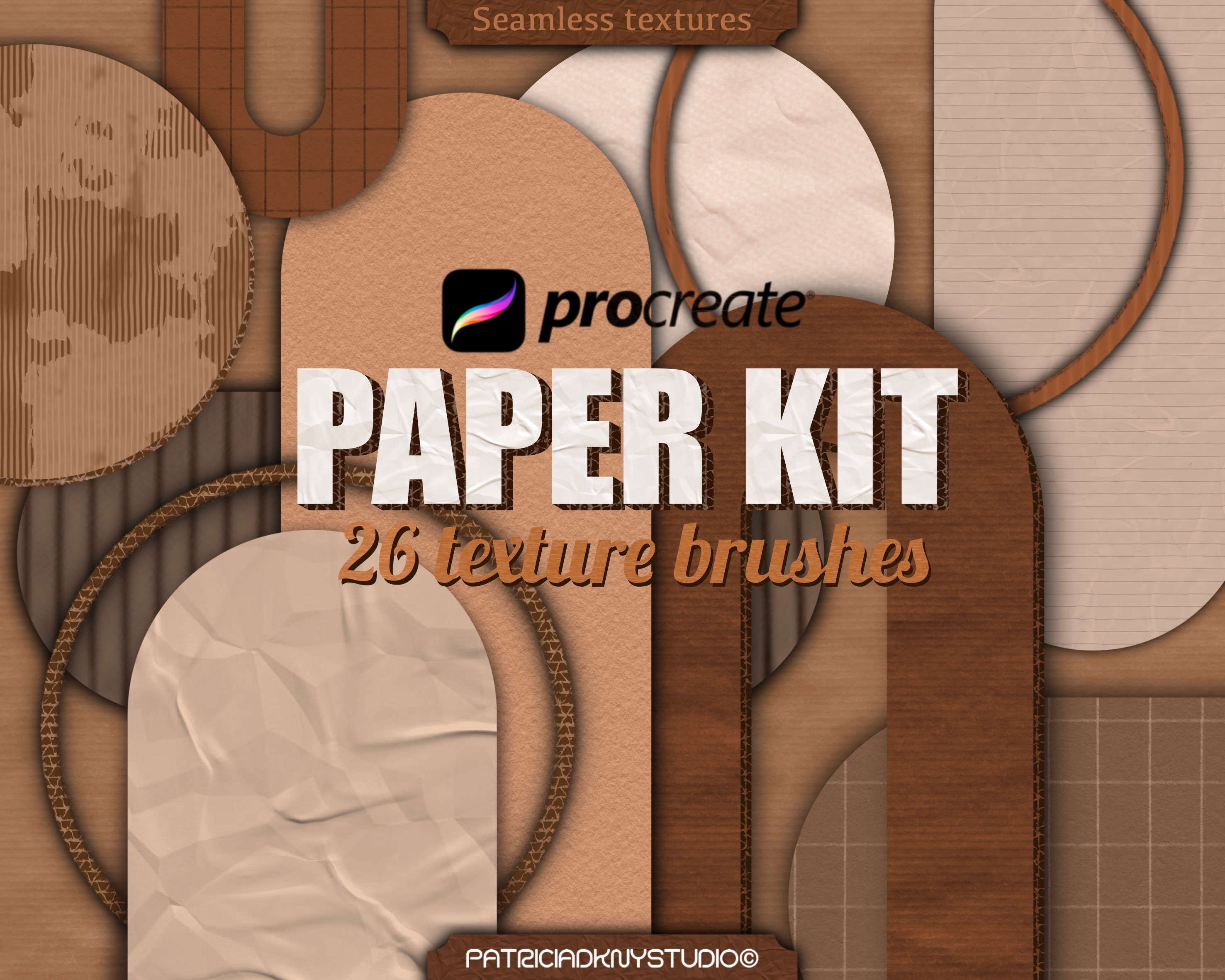 Procreate paper kit texture brushes, a Brush Add-On by PDknyStudio