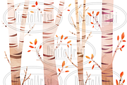 Watercolor Birch Trees Clipart, an Illustration by DigitalArtsi
