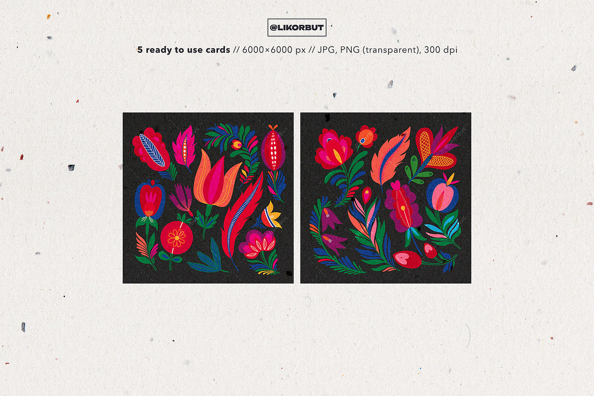 Folk Abstract Floral Graphics, a Decorative Illustration by likorbut