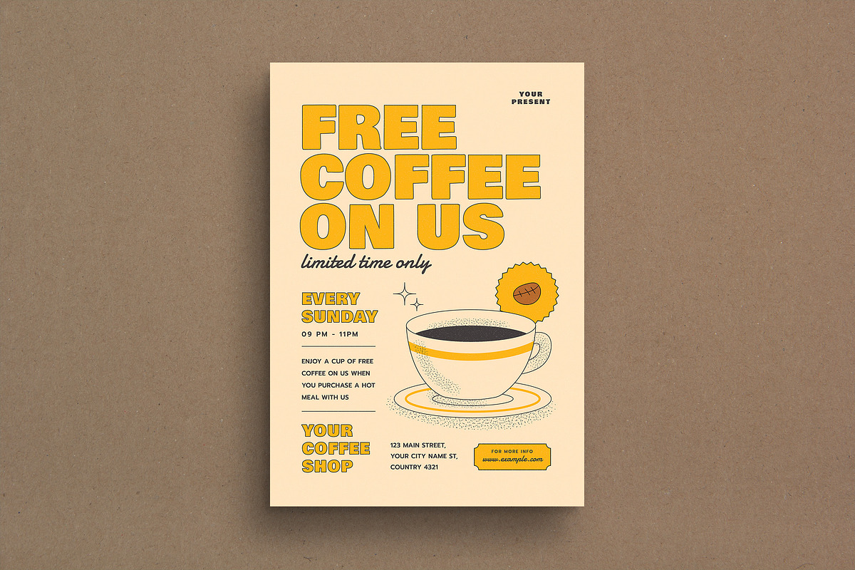 Retro Free Coffee Promotion Flyer, a Flyer Template by Guuver