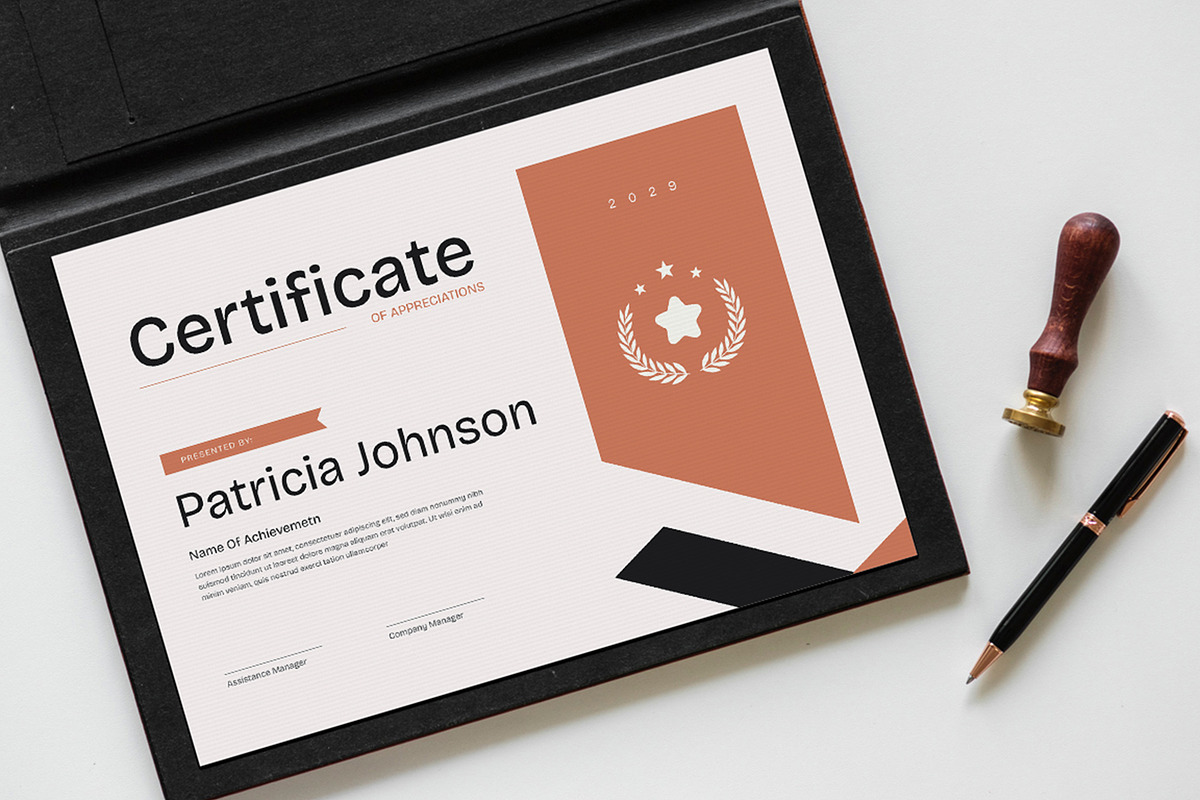 Clean Certificate Design Template, a Stationery Template by HiveArts