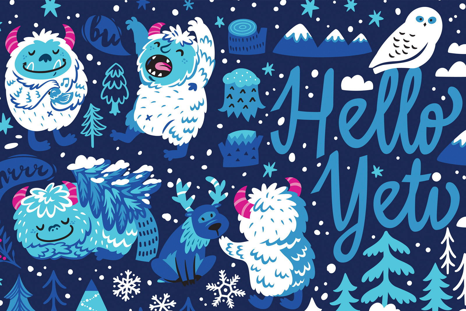 Hello Yeti, a Pattern Graphic by PenguinHouse | Creative Market