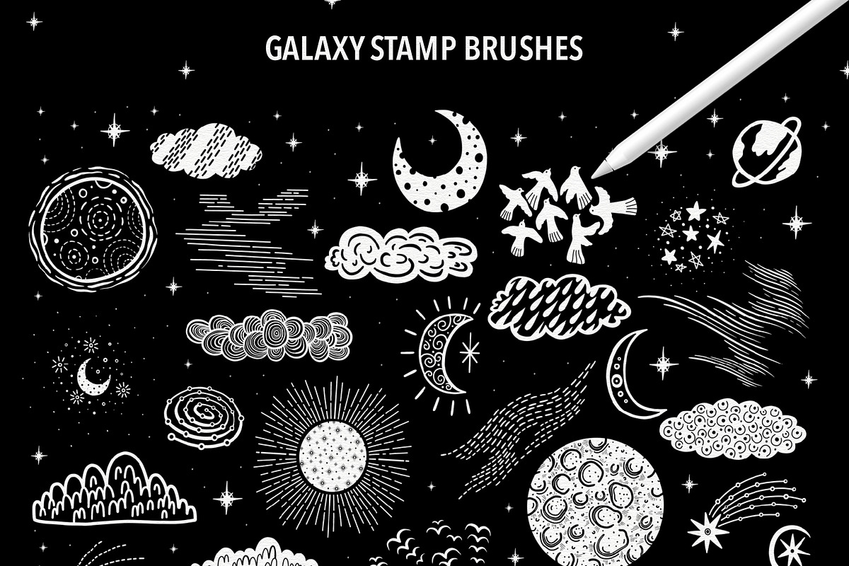 La Luna-stamp brush Procreate, a Brush Add-On by Moonflora