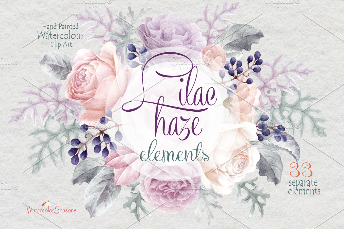Lilac haze elements, a Graphic by WatercolorSeasons