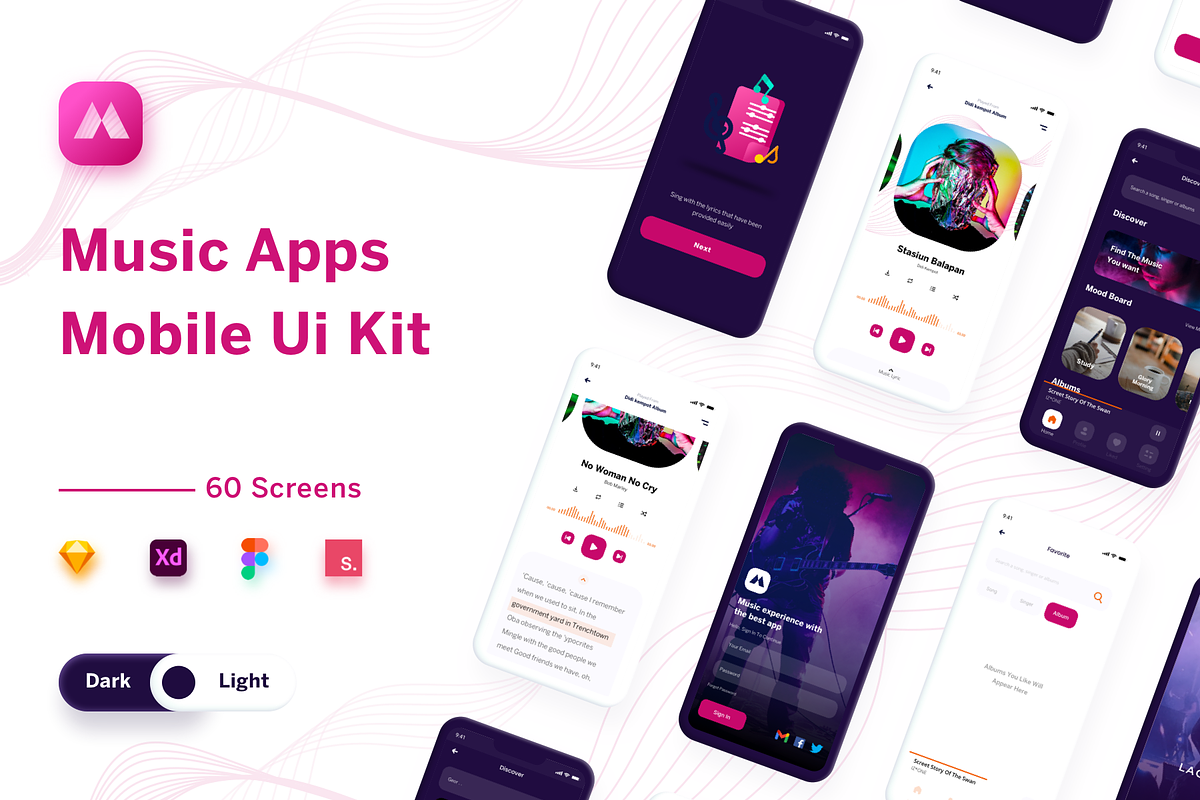 Lagunya - Music Apps Mobile Ui Kit, an App Template by Vektora Studio