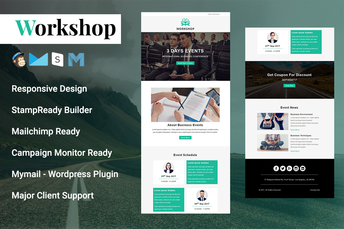 Workshop - Responsive Email Template | Email Templates ~ Creative Market