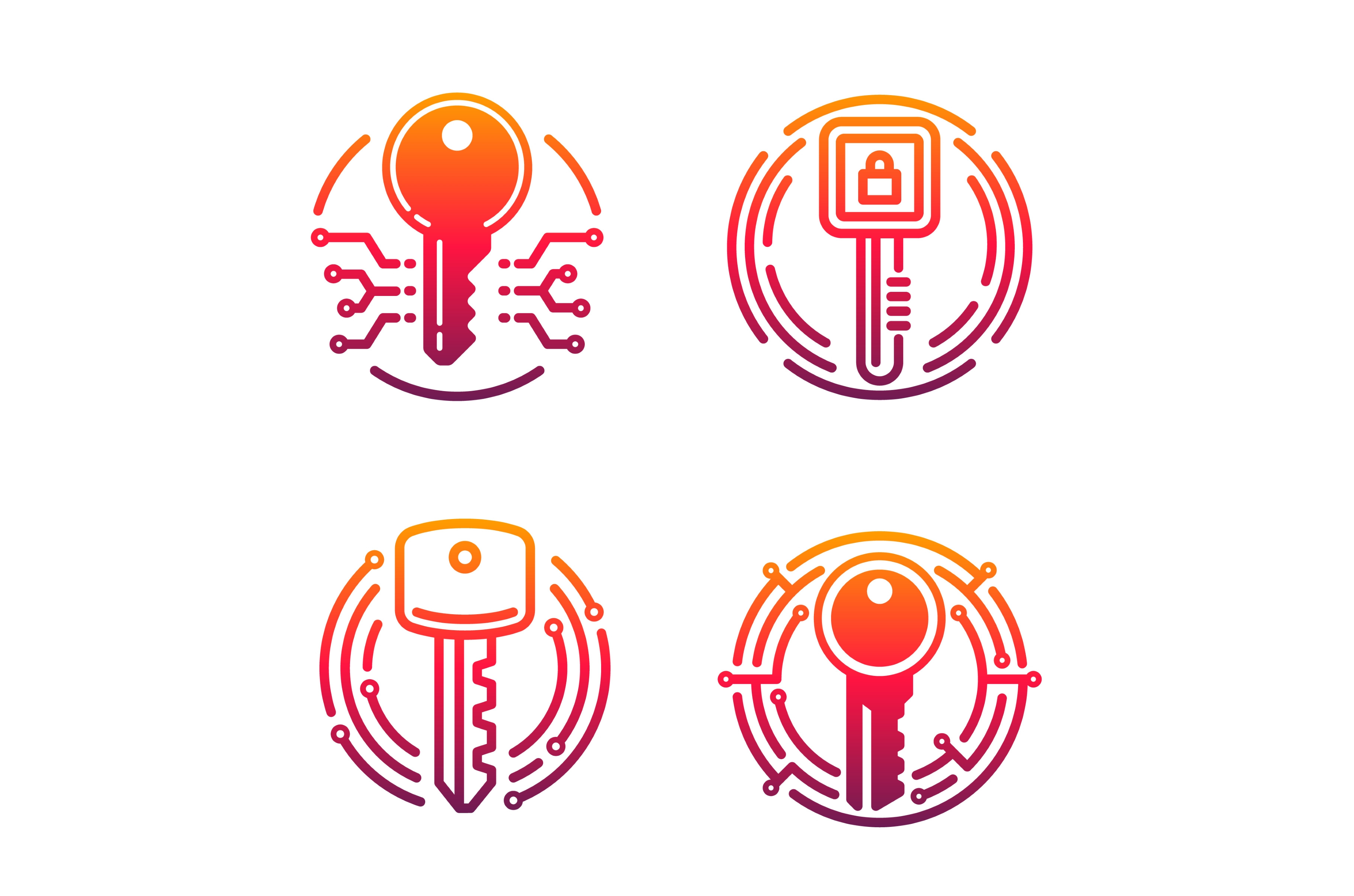 Cybersecurity keys icons, a Technology Illustration by Vector Tradition