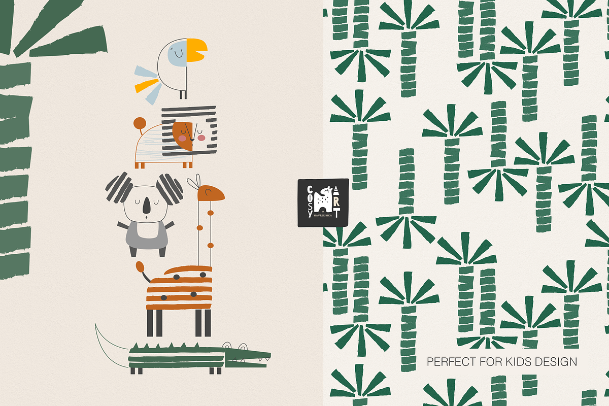 African simple shapes animals