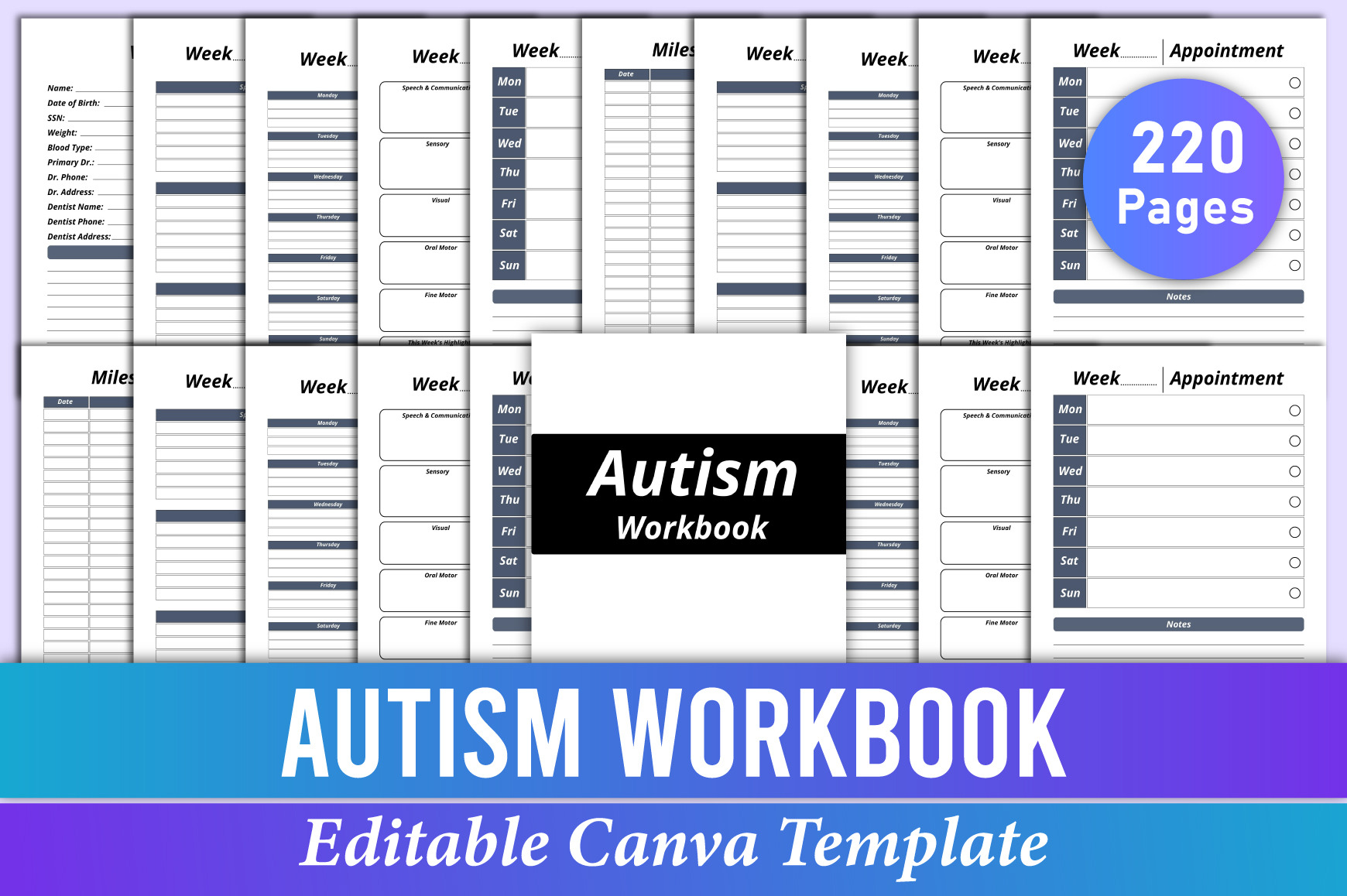 Autism Workbook For Canva Interior