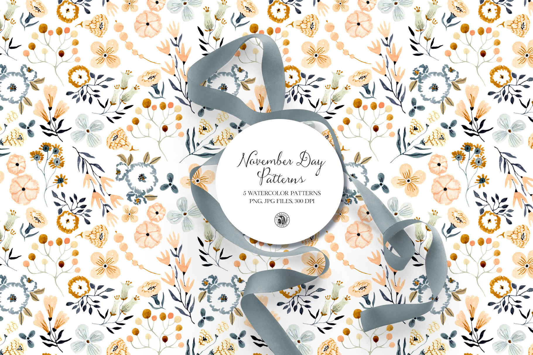 November Day - watercolor patterns, a Pattern Graphic by Webvilla Studio