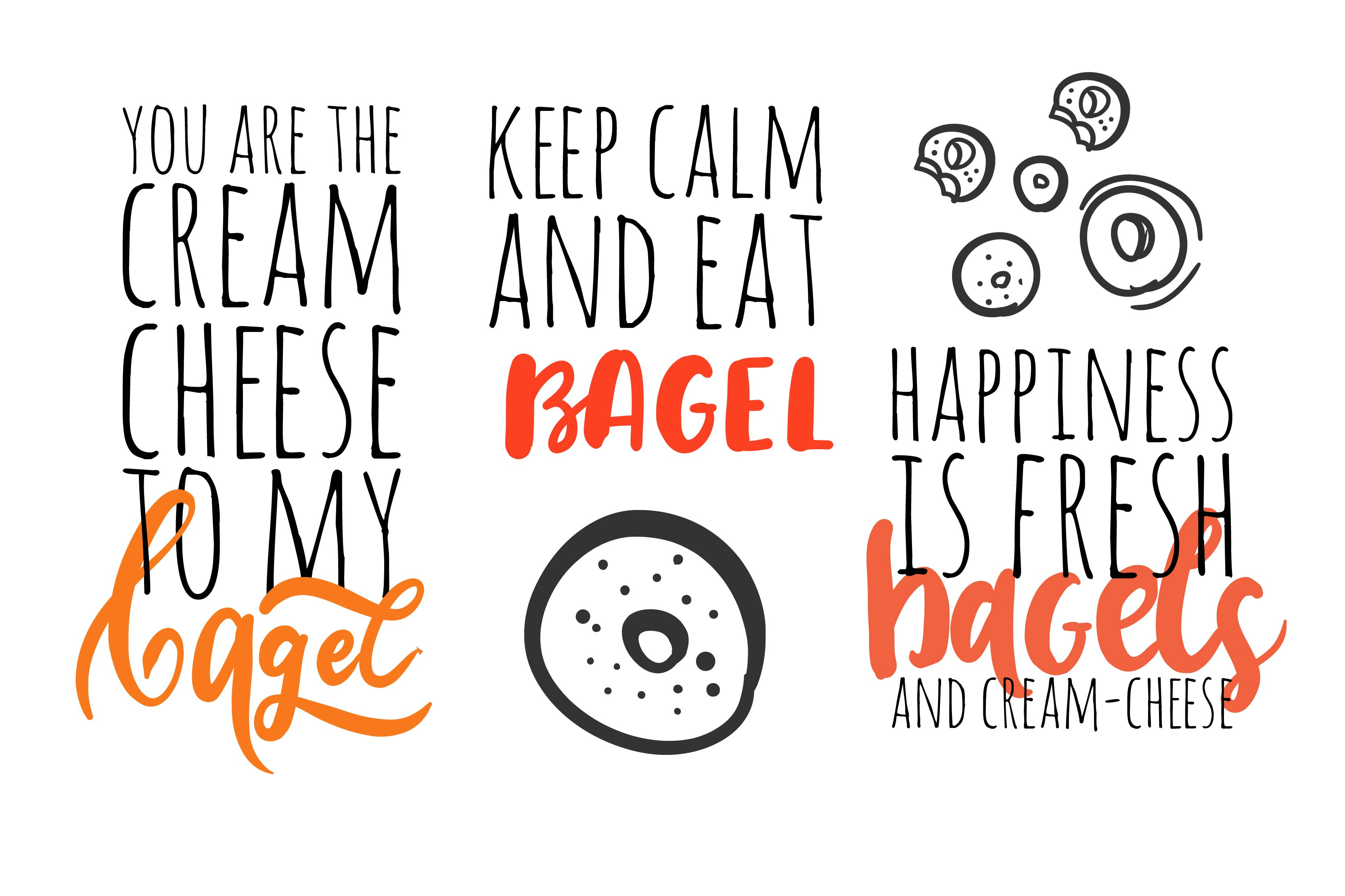 Bagel lettering set, a Food Illustration by Veronika M