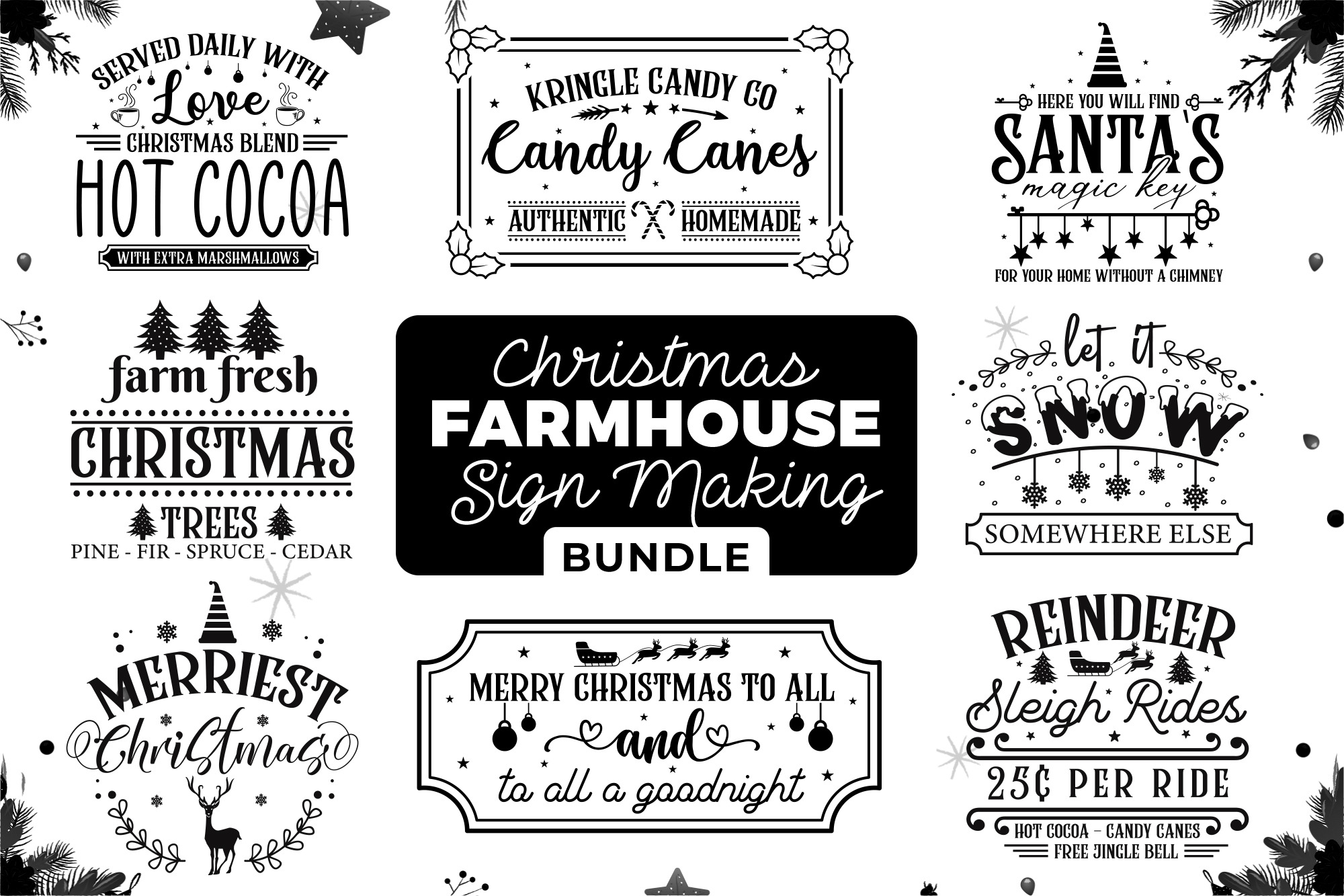 Christmas Farmhouse Sign Bundle, a Graphic by CraftlabSVG