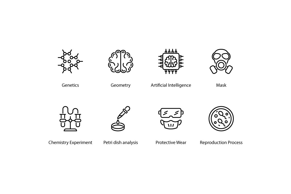 Science Related Thin Line Icons, an Outline Icon by vectorstank
