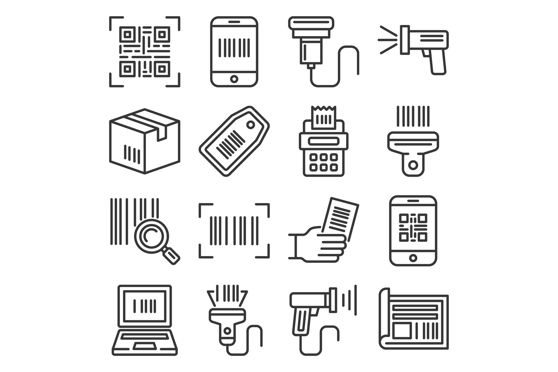 QR Code and Barcode Icons Set, a Technology Illustration by in8finity ...