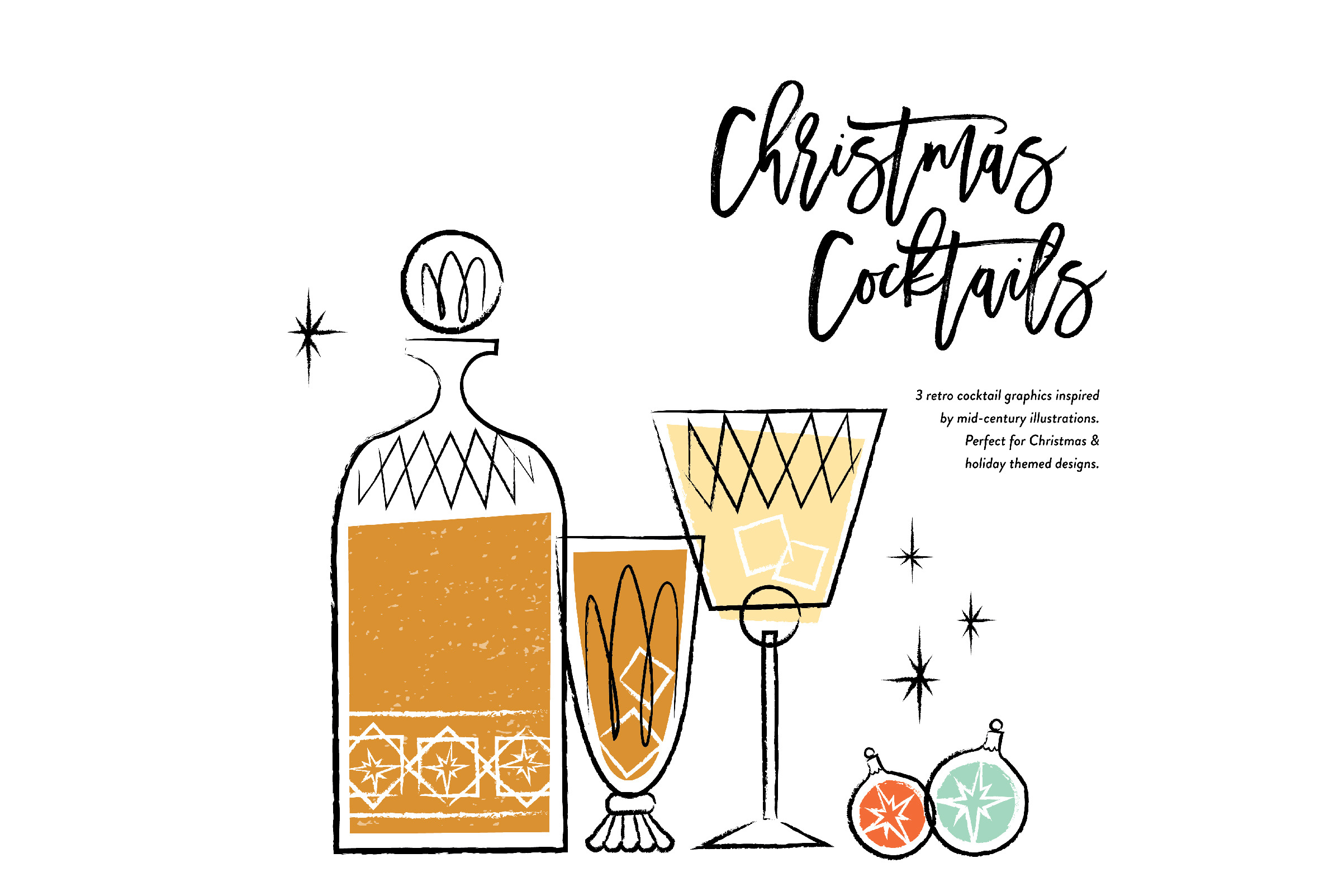 Vintage Christmas Cocktails, a Graphic by hotdogdesigns