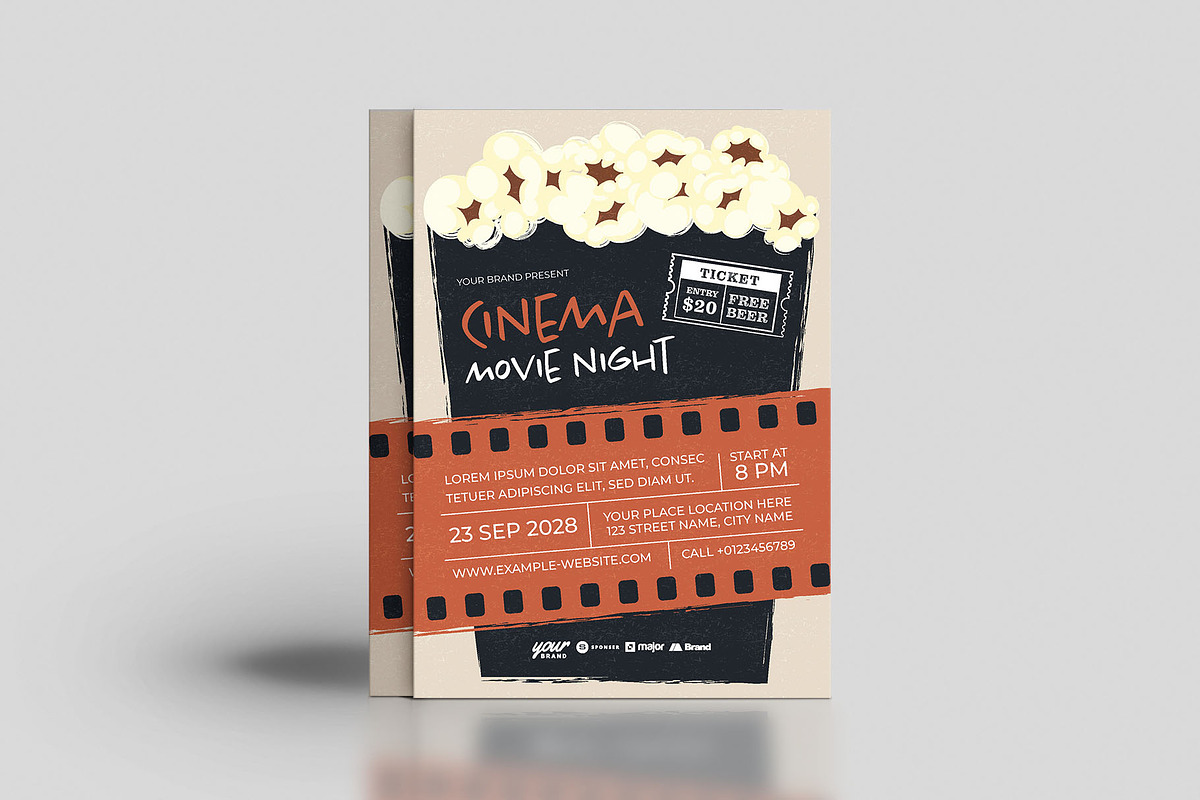 Cinema Night Flyer Template, a Flyer Template by BrandPacks