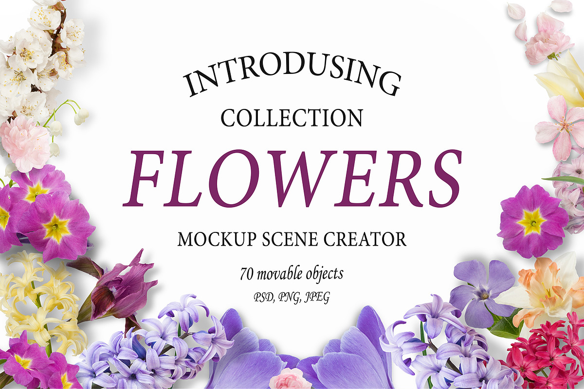 Flowers. Mockup Scene Creator, a Product Mockup by Iryna Linnik