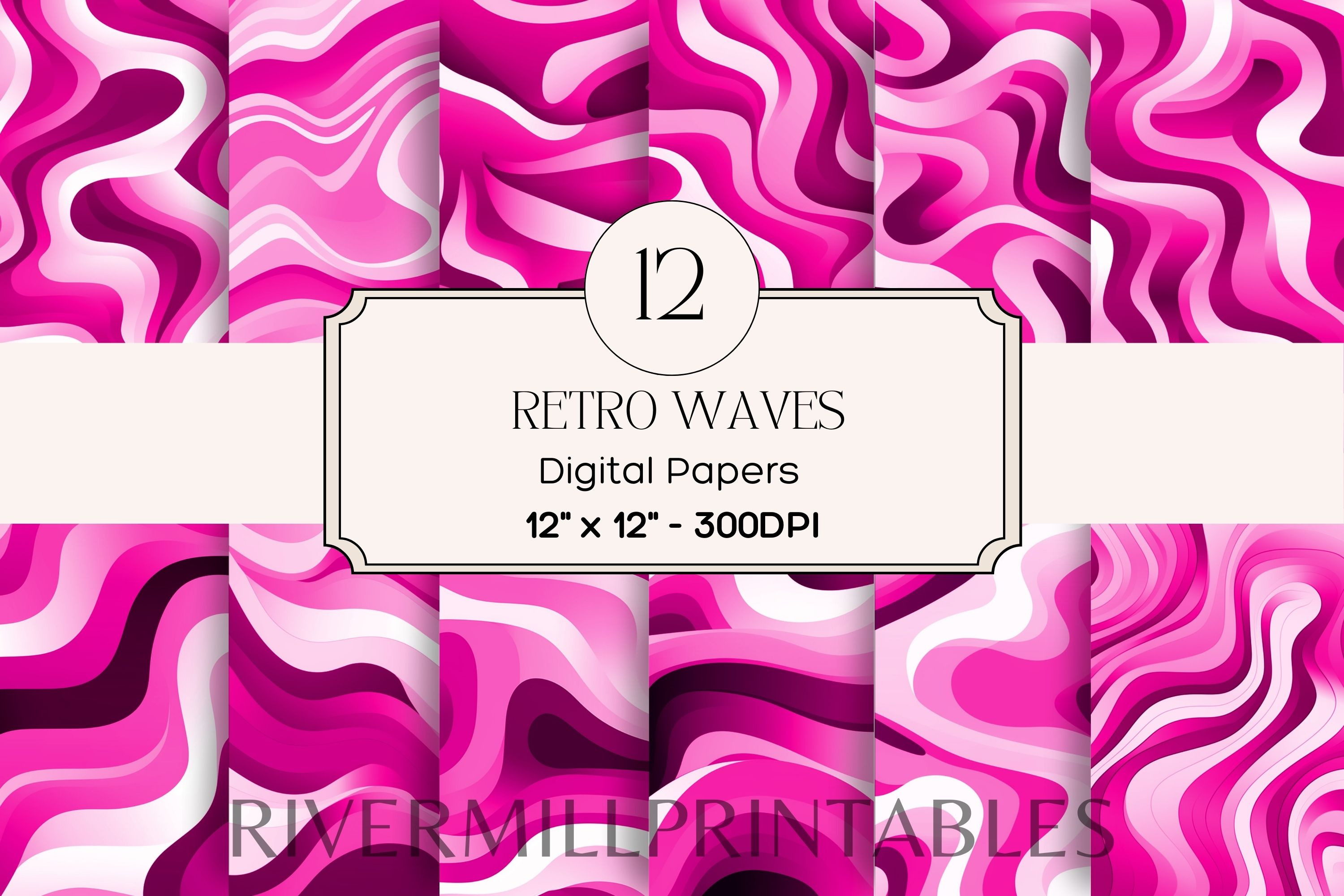 Seamless Retro Waves Backgrounds, a Background Graphic by Rivermill ...