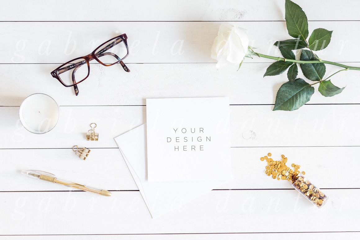Square Envelope Invitation Mockup, a Print Template by Salt Color Studio