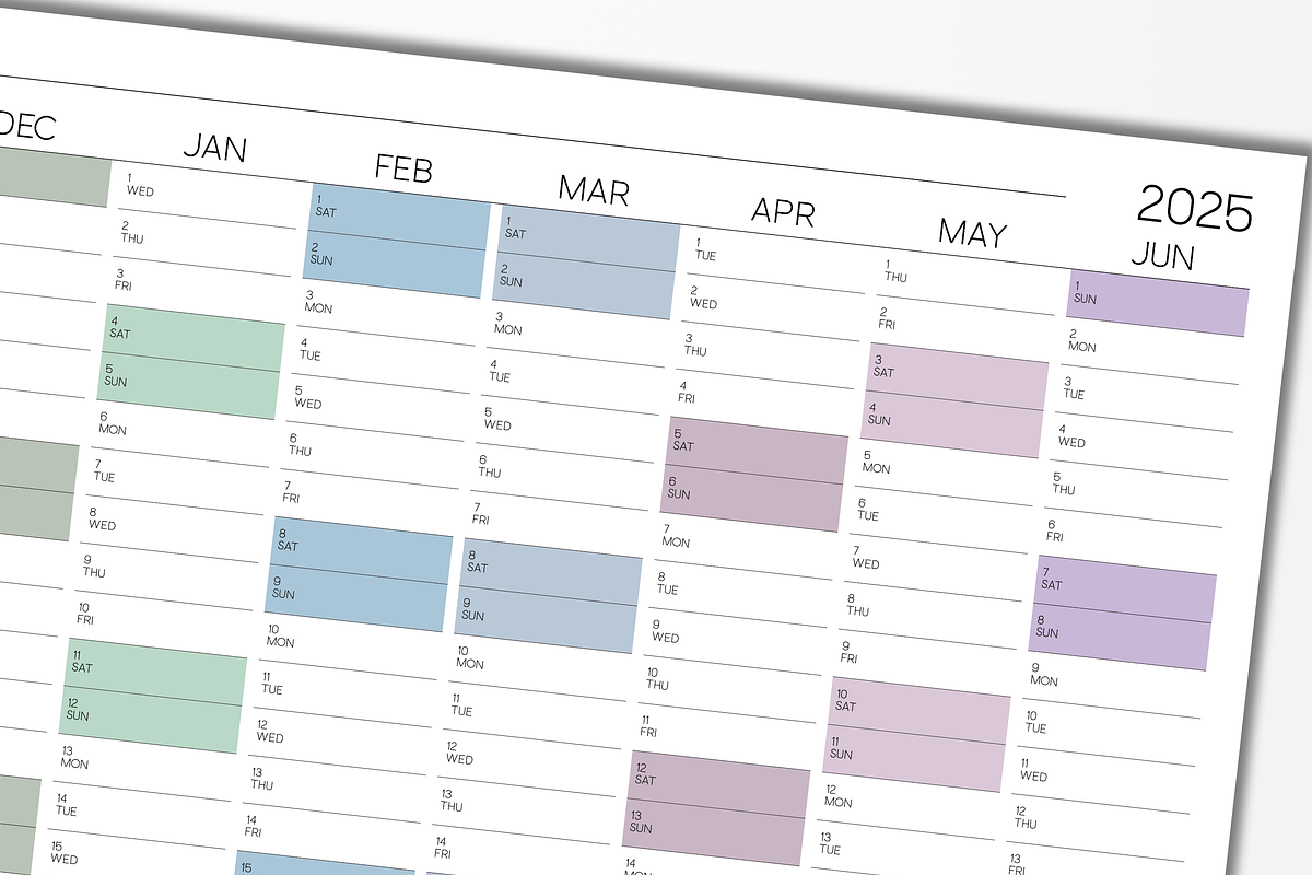 2024-2025 Printable Wall Planner in A0 | Creative Market