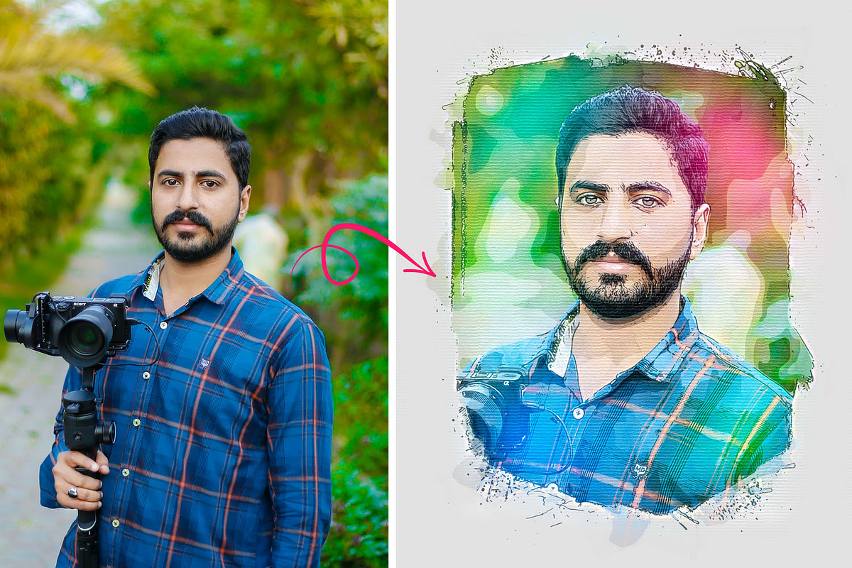 Portrait Paint Photo Effect, an Action Add-On by MRI STUDIO | Creative ...