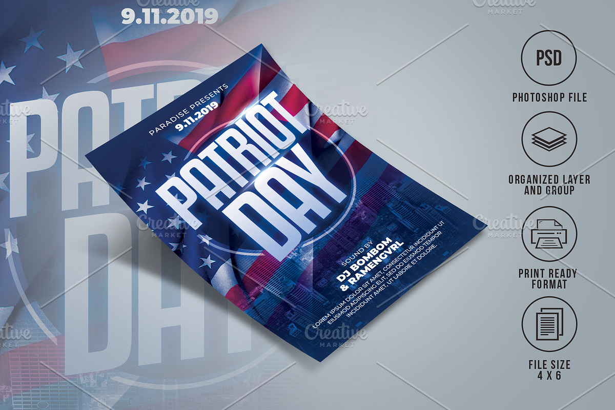 Patriot Day Flyer Template, a Flyer Template by AyumaDesign