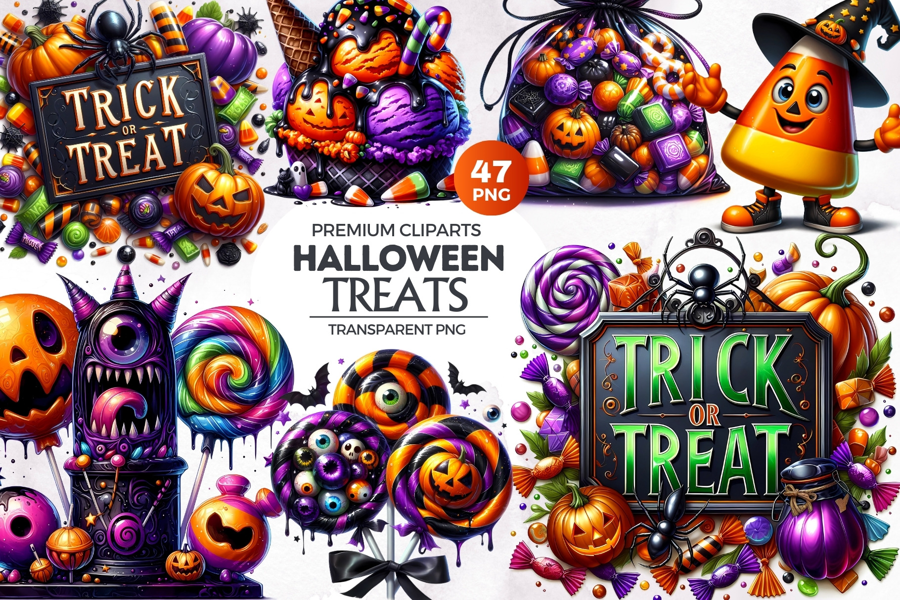 Halloween Treats Clipart Set PNG
