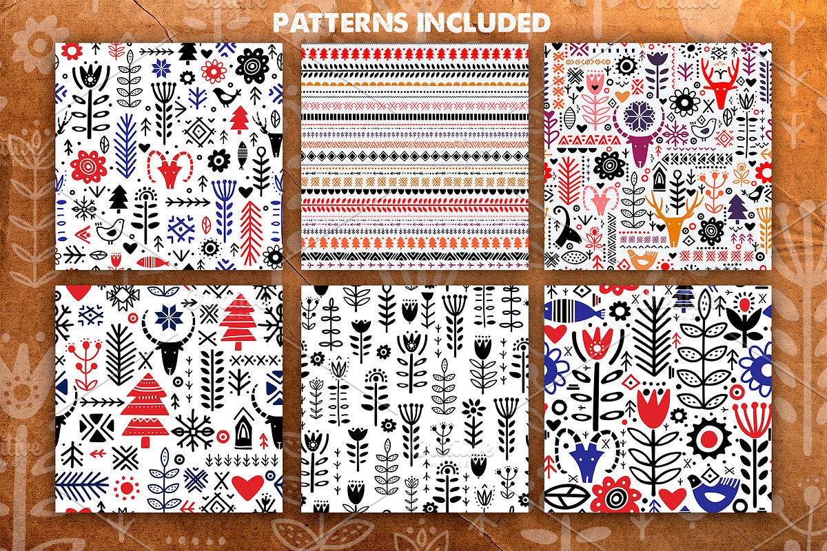 Folk Art Graphic Collection, a Decorative Illustration by sundrameda
