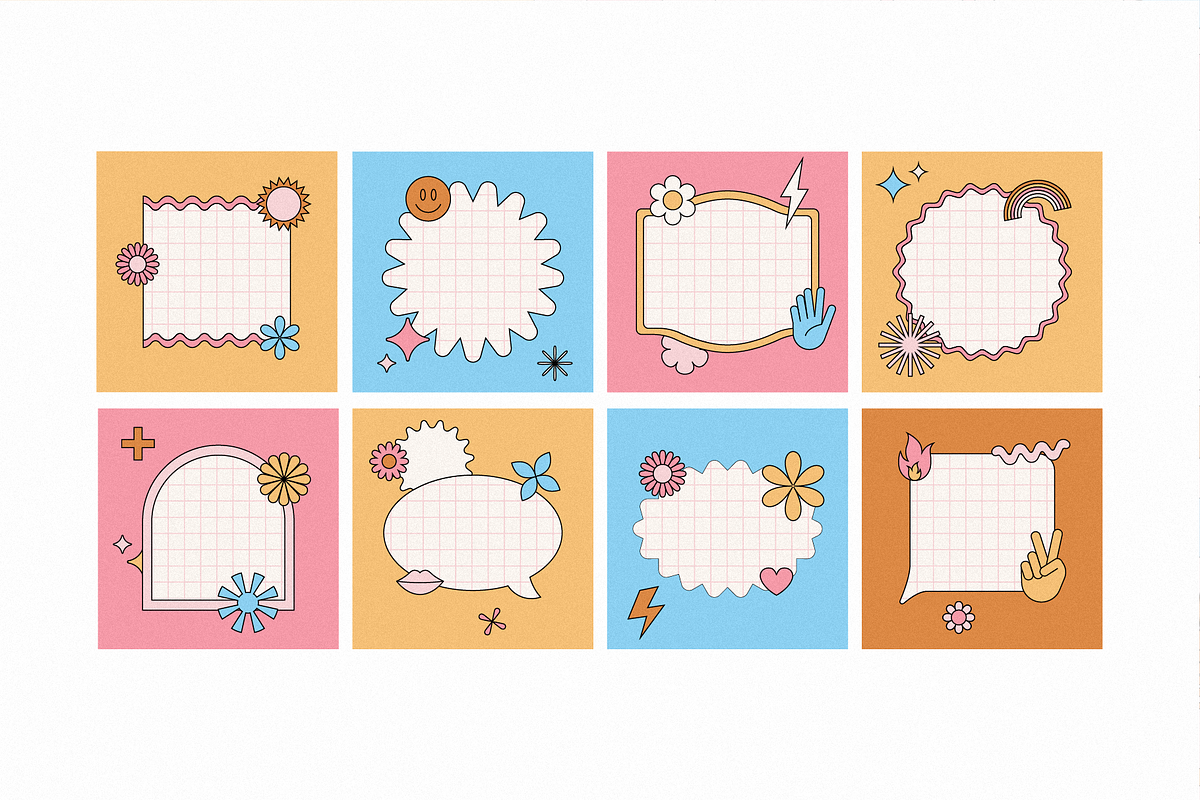 Stickers - 100 vector elements, a Background Graphic by venimo