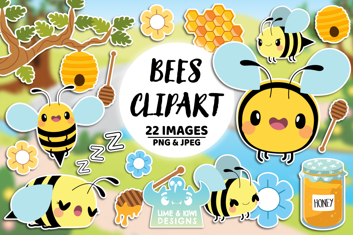 Cute Bees Clipart, an Animal Illustration by Lime & Kiwi Designs