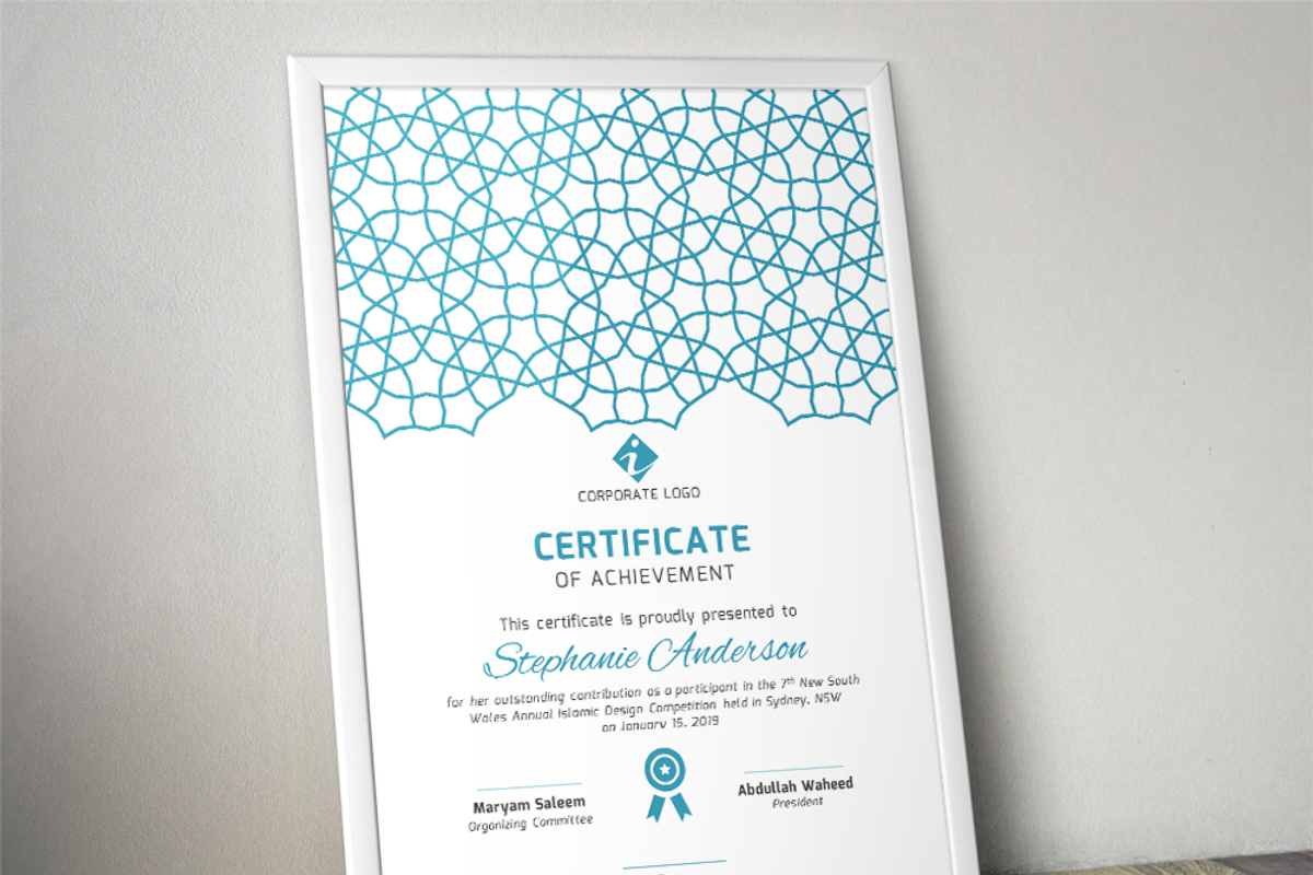 Islamic certificate template (docx), a Stationery Template by Inkpower