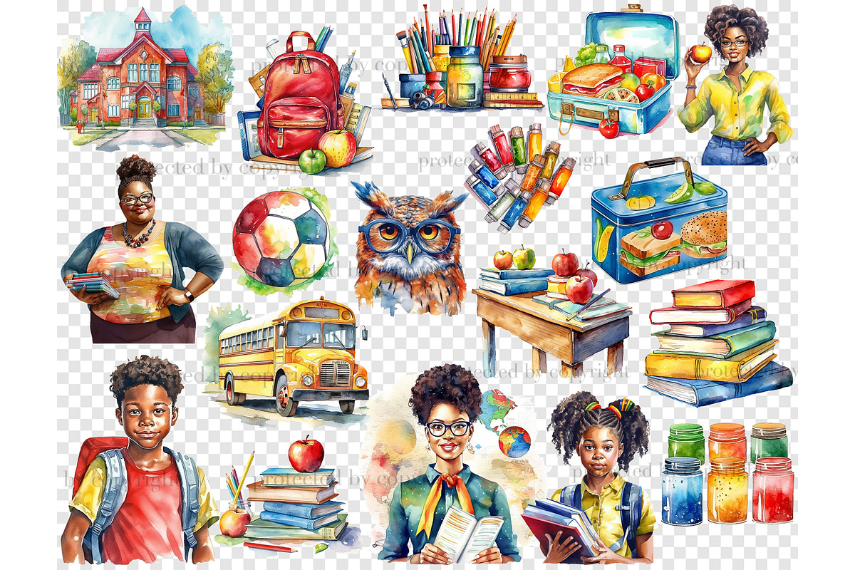Watercolor School Clipart, an Education Illustration by GlamArtZhanna