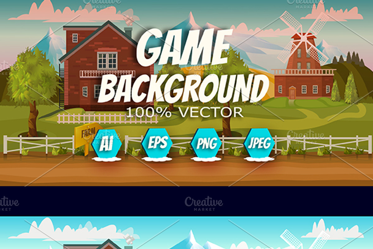 Farm Game Background, a Texture Illustration by 2dvillShop